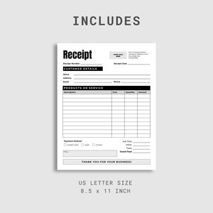 Receipt Template PDF. Custom Logo Editable Business Forms. - Etsy
