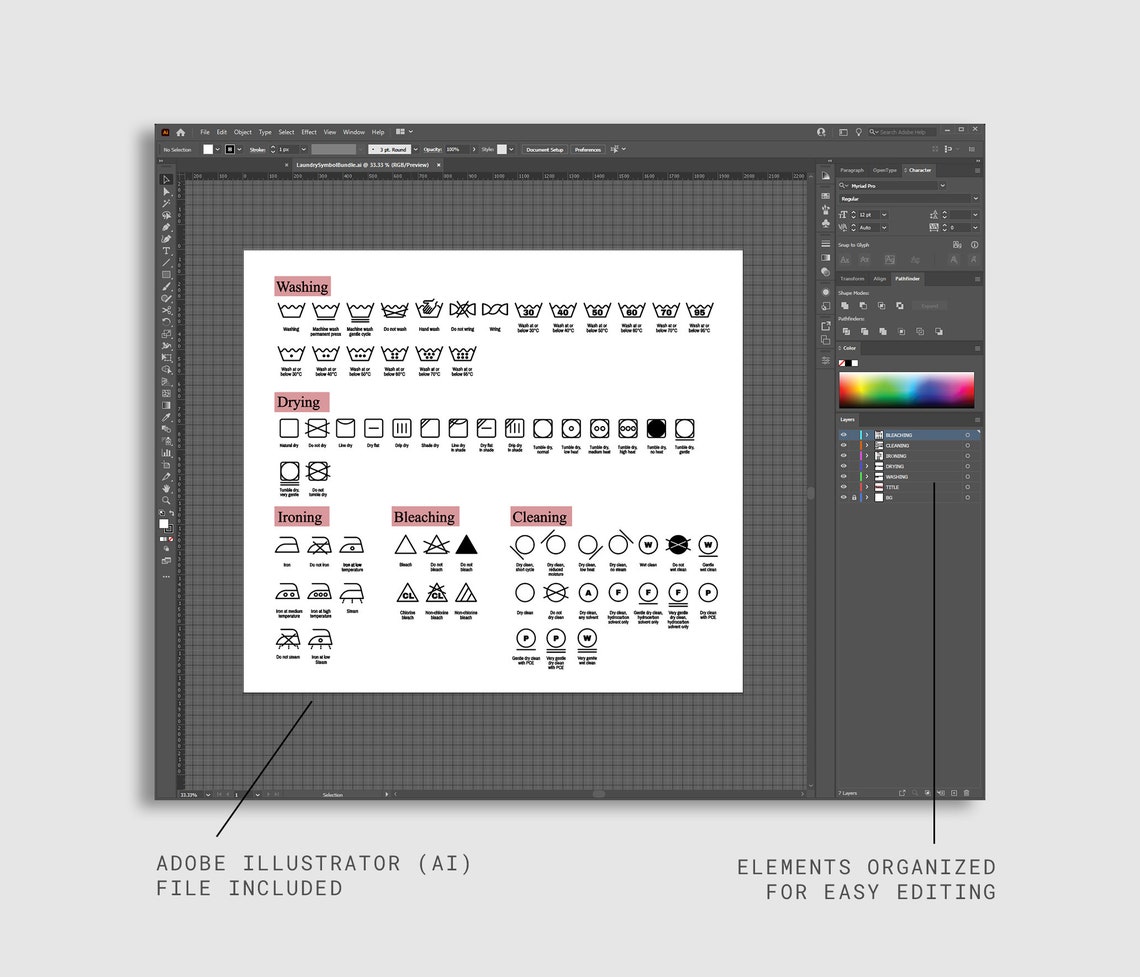 Laundry Symbols SVG Vector Bundle Wash Label Icons Svg - Etsy