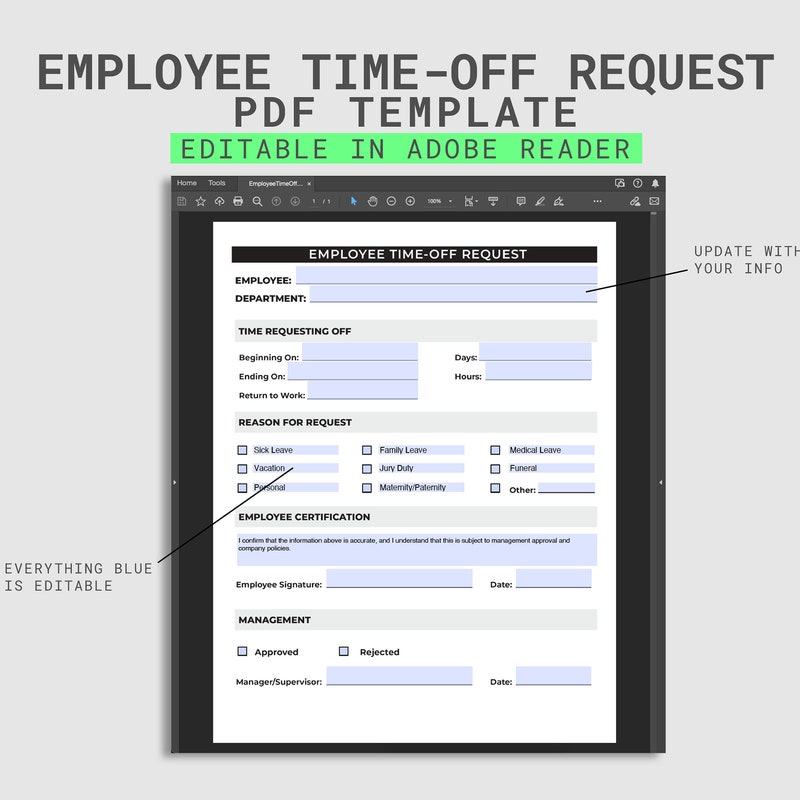 Employee Time off Request Form - Etsy