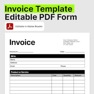 Invoice Template PDF. Editable Business Forms. Printable PDF Template ...