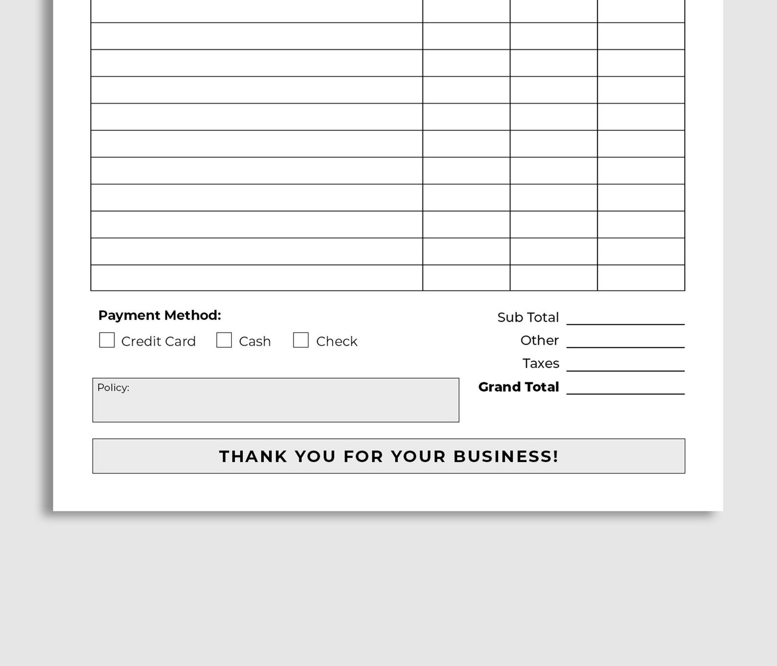 Receipt Template PDF. Editable Business Forms. Printable PDF - Etsy