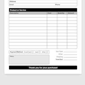 Receipt Template PDF. Editable Business Forms. Printable PDF Template ...