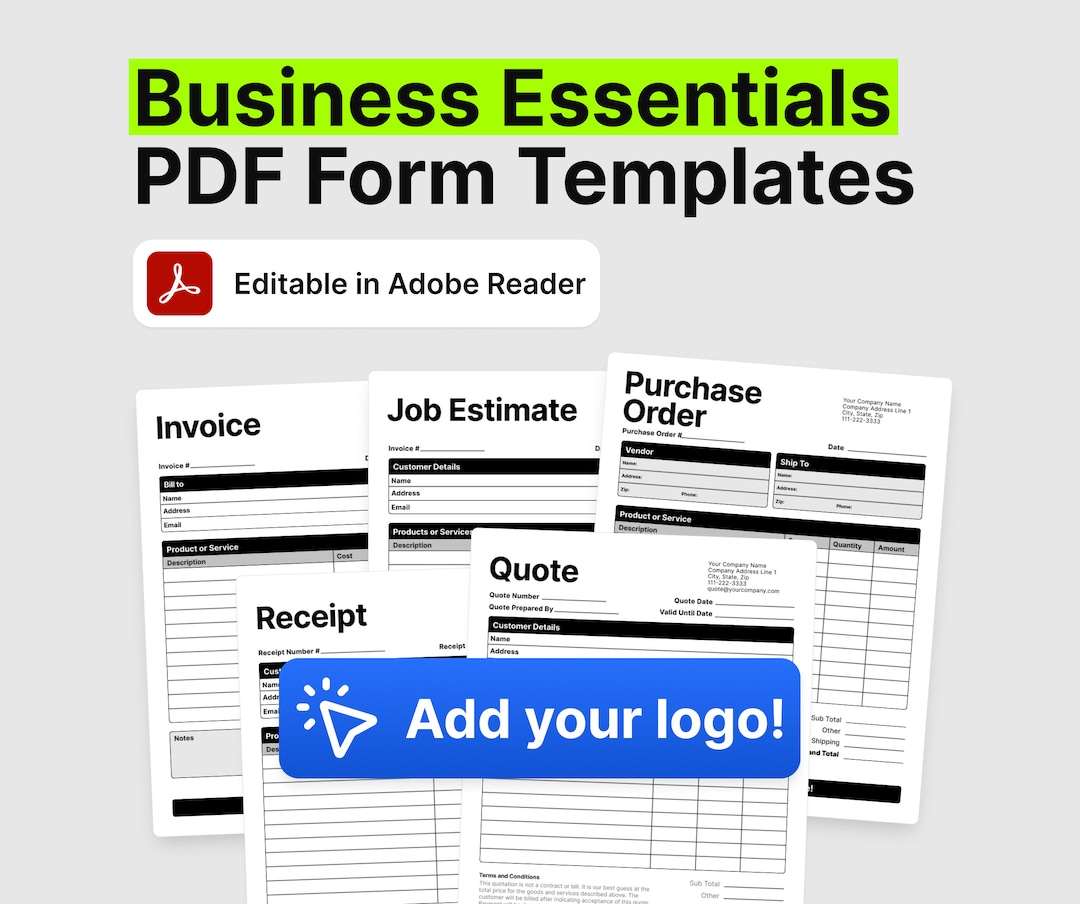 Contractor Bundle PDF. Editable Business Forms. Editable Invoice ...