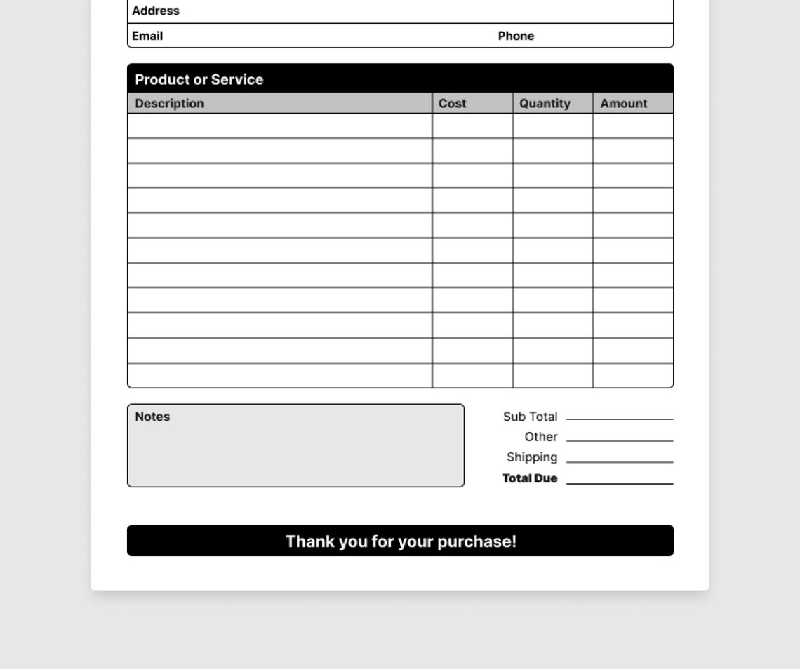 Invoice Template PDF. Editable Business Forms. Printable PDF Template ...