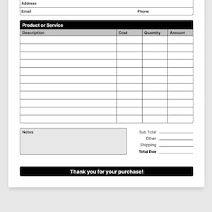 Invoice Template PDF. Editable Business Forms. Printable PDF Template ...