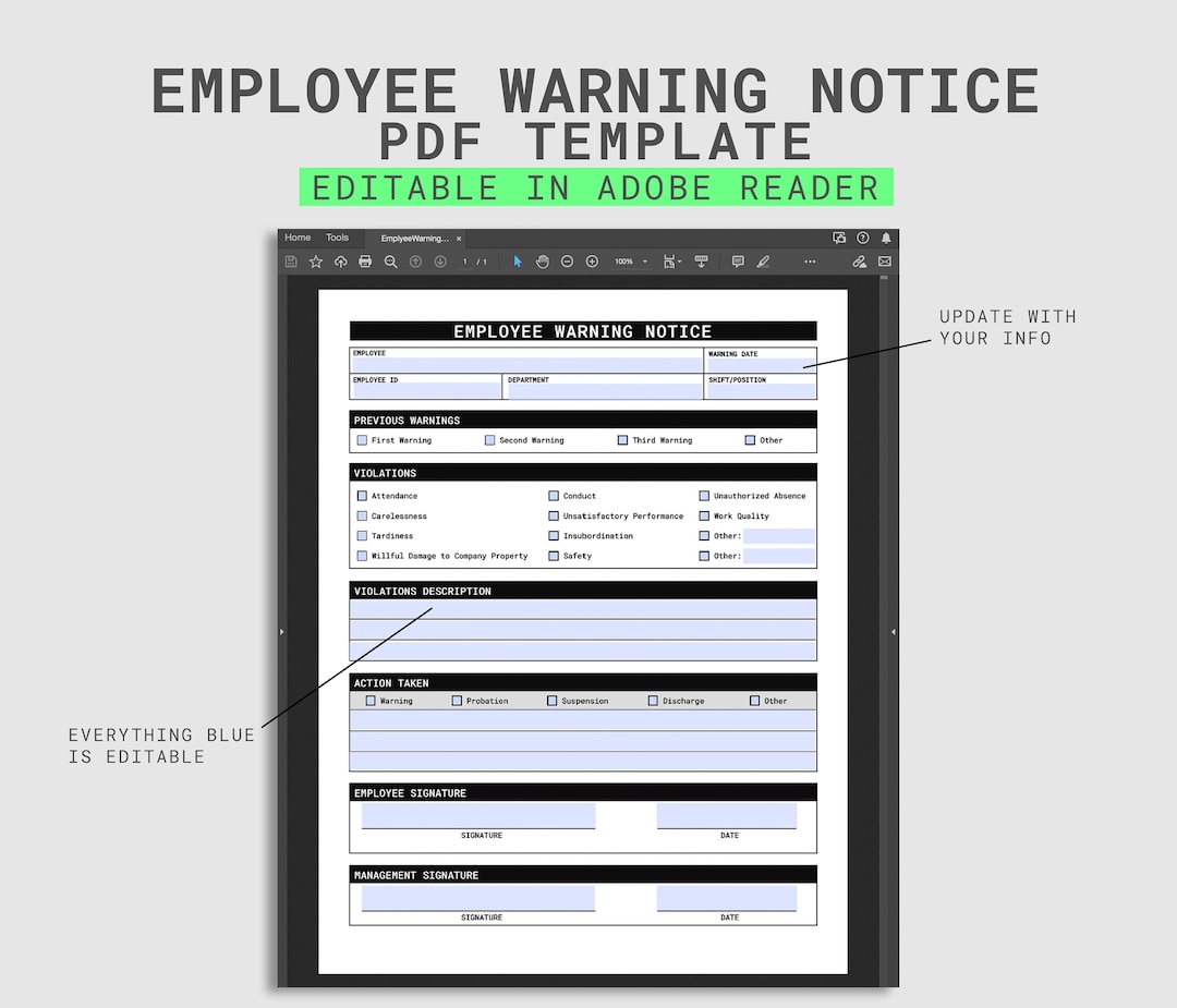 Employee Warning Notice PDF. Employee Write Up. Employee Discipline ...