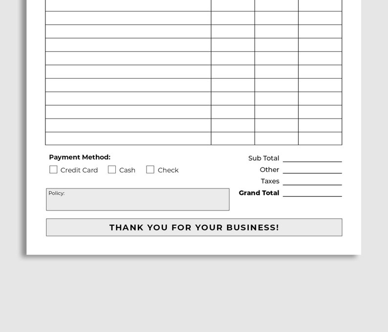 Receipt Template PDF. Custom Logo Editable Business Forms. - Etsy