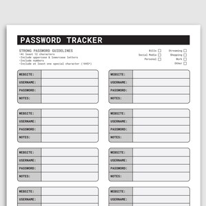 Password Tracker Printable | Password Log PDF | Password Keeper Instant ...
