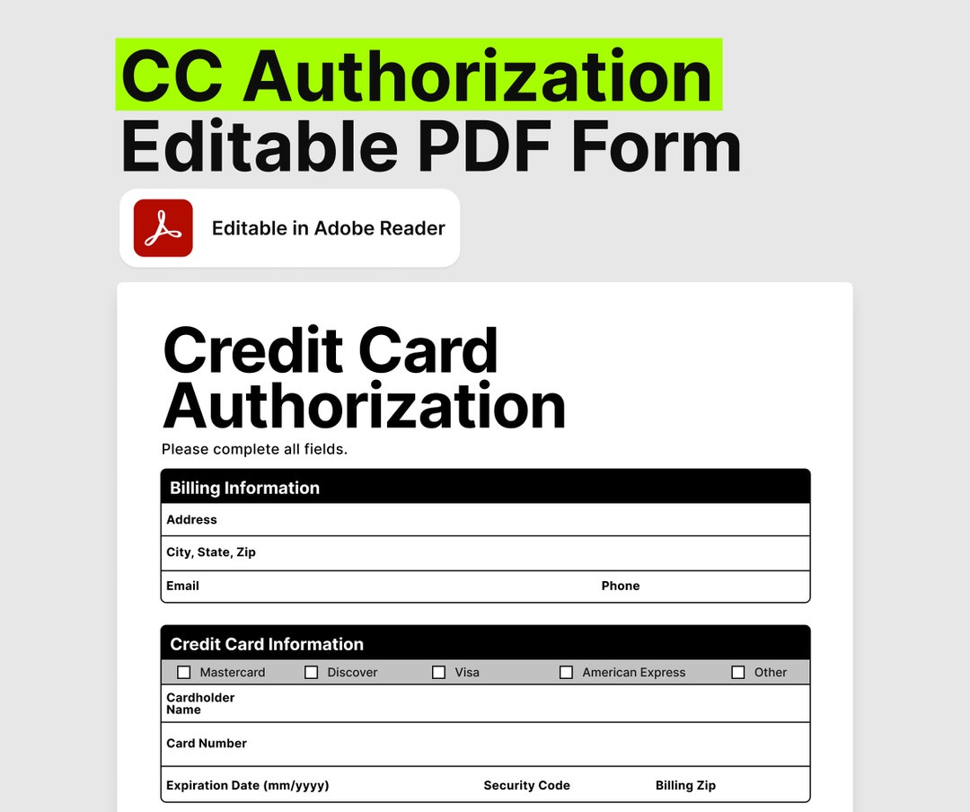 Credit Card Authorization. PDF. Credit Card Billing. Accounts ...