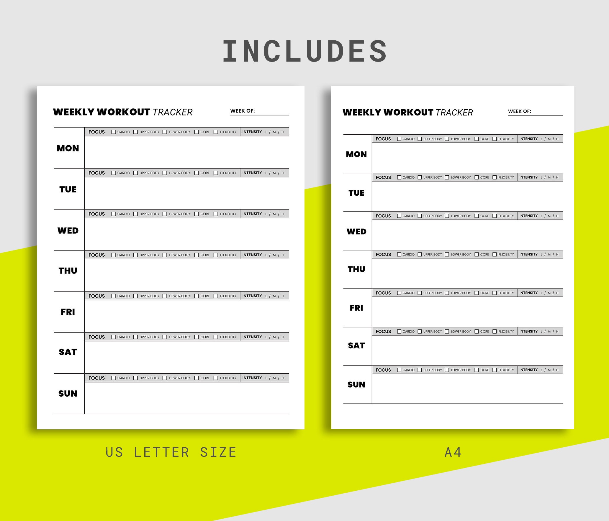 Printable Workout Tracker, Weekly Exercise Planner, Gym Training Log ...