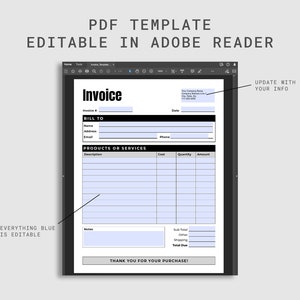 Invoice Template PDF. Editable Business Forms. Printable PDF - Etsy