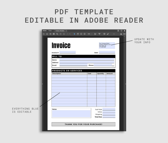 Invoice Template PDF. Editable Business Forms. Printable PDF - Etsy