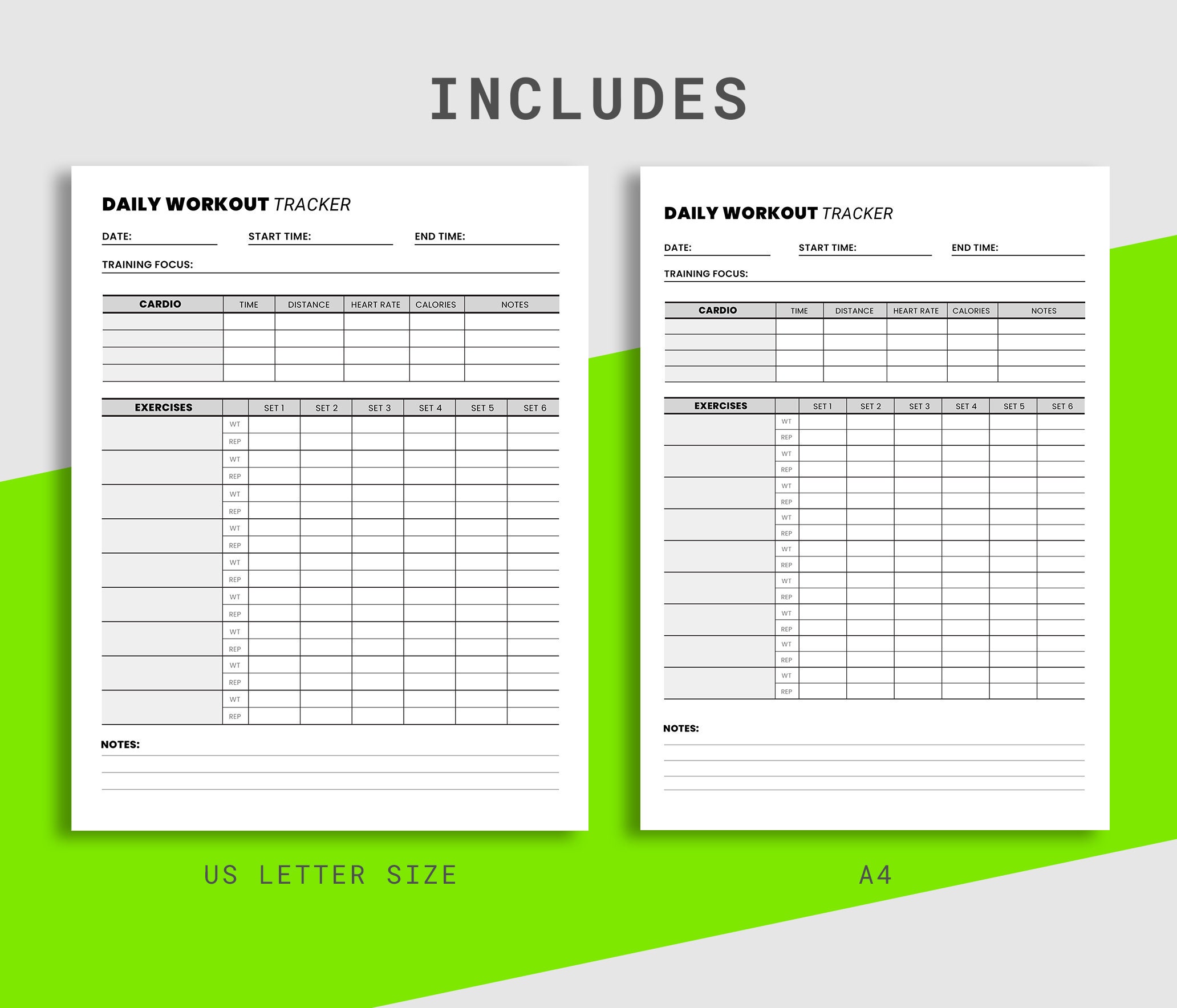 Printable Workout Tracker, Daily Exercise Planner, Gym Training Log ...