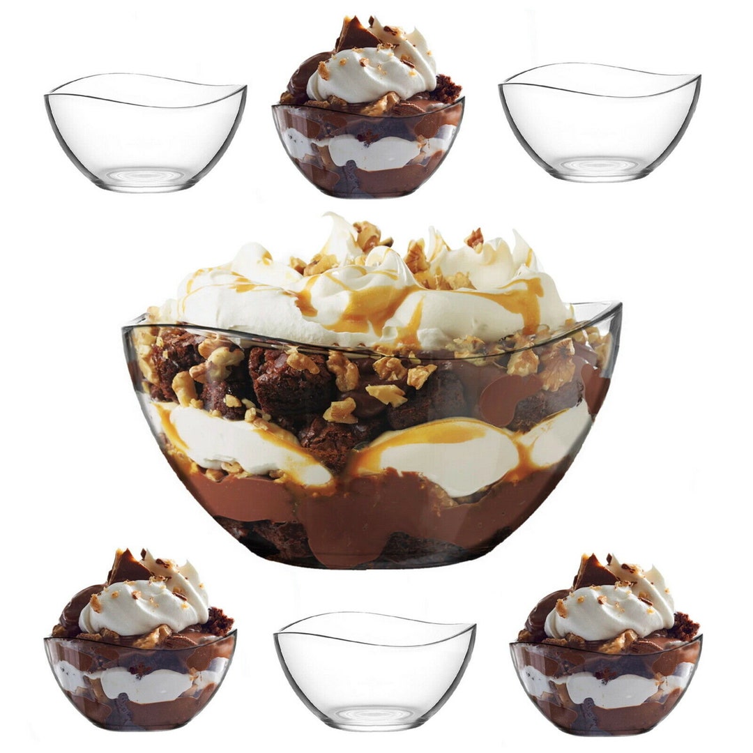 7 Piece Glass Bowls Set Glass Trifle Fruit Salad Bowls Triffle Dessert ...