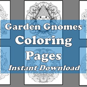 6 Pack Stress Relief Coloring Pages, Garden Gnome Digital Print ...