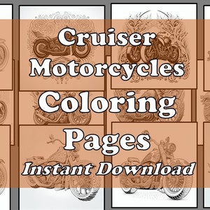 12 Pack Stress Relief Coloring Pages, Motorcycle Digital Print ...