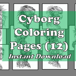 12 Pack Stress Relief Coloring Page, Cyborg Digital Print, Filigree ...