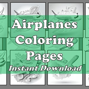 12 Pack Stress Relief Coloring Pages, Airplanes Digital Print, Filigree ...