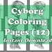 12 Pack Stress Relief Coloring Page, Cyborg Digital Print, Filigree ...
