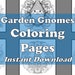 6 Pack Stress Relief Coloring Pages, Garden Gnome Digital Print ...
