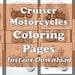 12 Pack Stress Relief Coloring Pages, Motorcycle Digital Print ...
