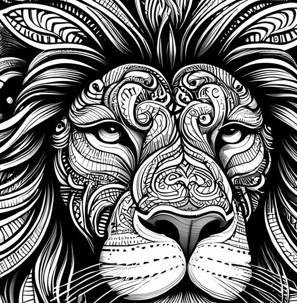 12 Pack Stress Relief Coloring Page, Lion Head Digital Print, Filigree ...