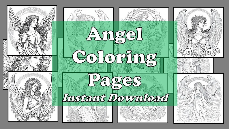 12 Pack Stress Relief Coloring Pages, Angel Digital Print, Filigree ...