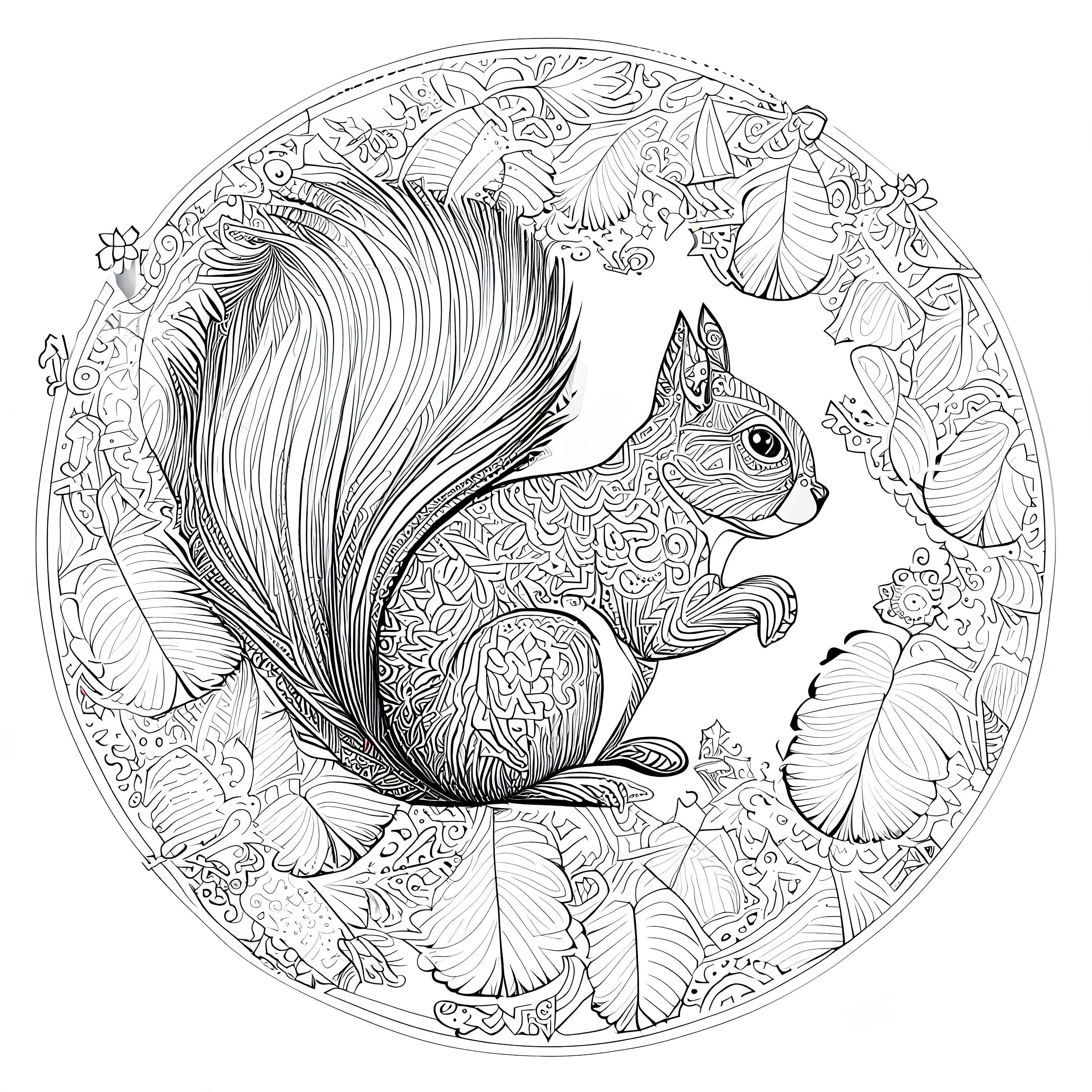 12 Pack Stress Relief Coloring Pages, Squirrel Digital Print, Garden ...