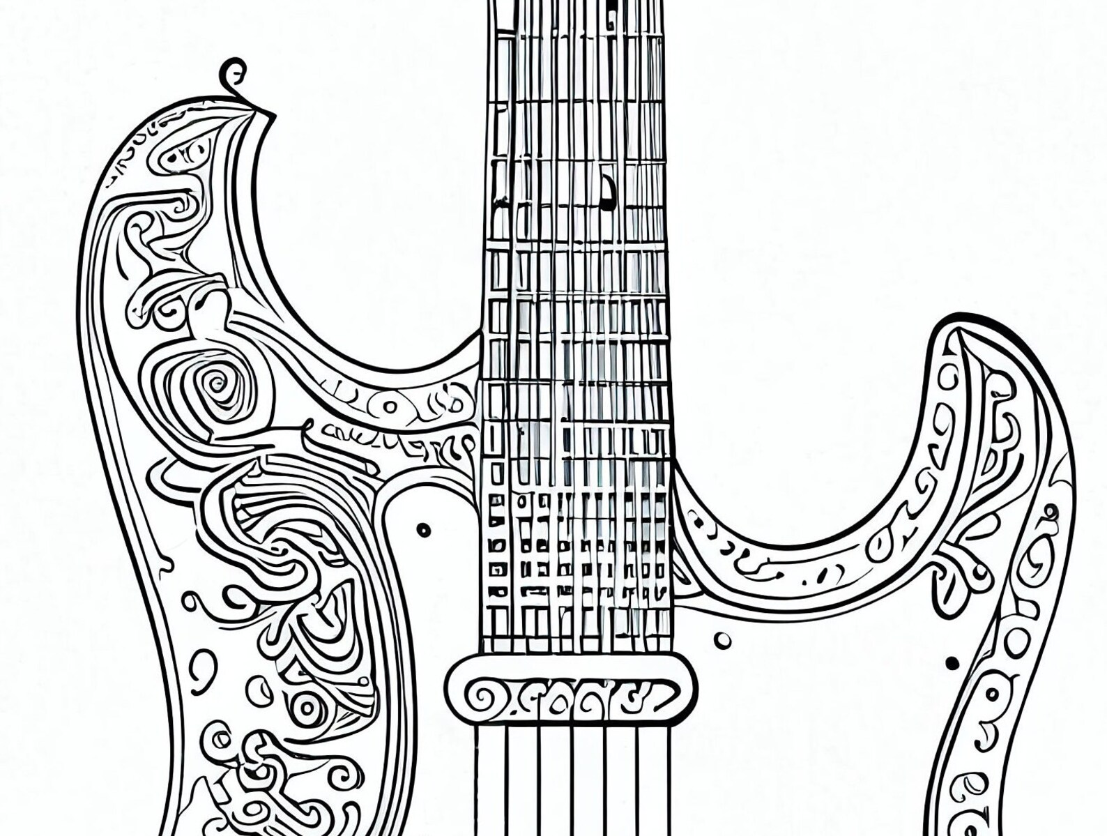 10 Pack Stress Relief Coloring Pages, Guitar Digital Print, Filigree ...