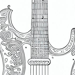 10 Pack Stress Relief Coloring Pages, Guitar Digital Print, Filigree ...