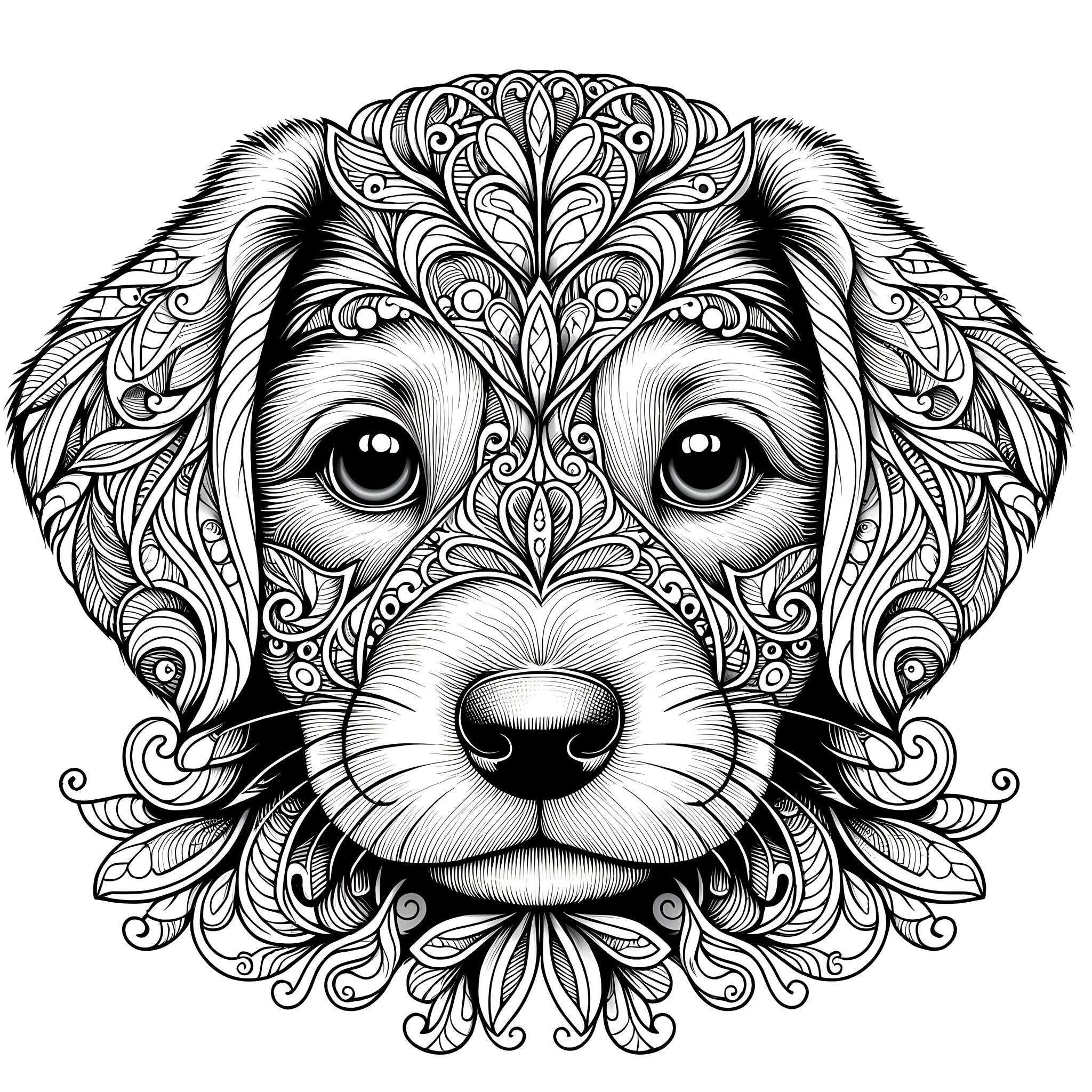 12 Pack Stress Relief Coloring Pages, Puppies Digital Print, Detailed ...