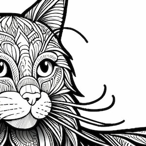 12 Pack Stress Relief Coloring Pages, Kitten Digital Print, Detailed ...