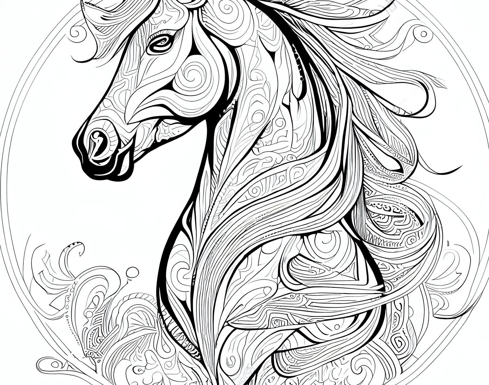 12 Pack Stress Relief Coloring Pages, Horse Digital Print, Detailed ...