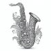 12 Pack Stress Relief Coloring Pages, Saxophone Digital Print, Filigree ...