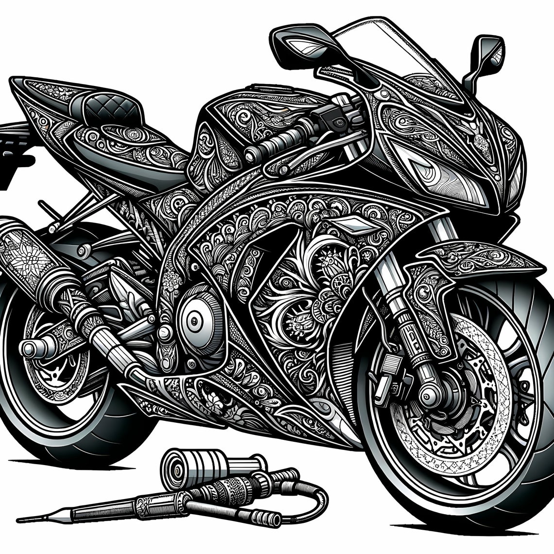 12 Pack Stress Relief Coloring Pages, Motorcycle Digital Print ...