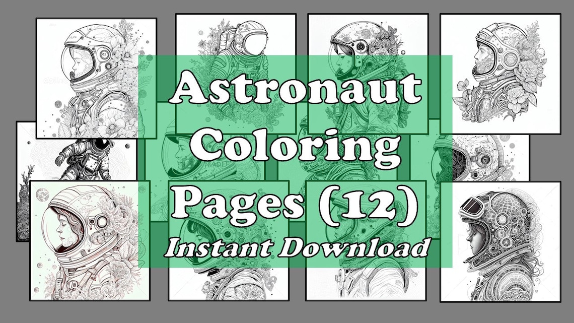 12 Pack Stress Relief Coloring Page, Astronaut Digital Print, Filigree ...