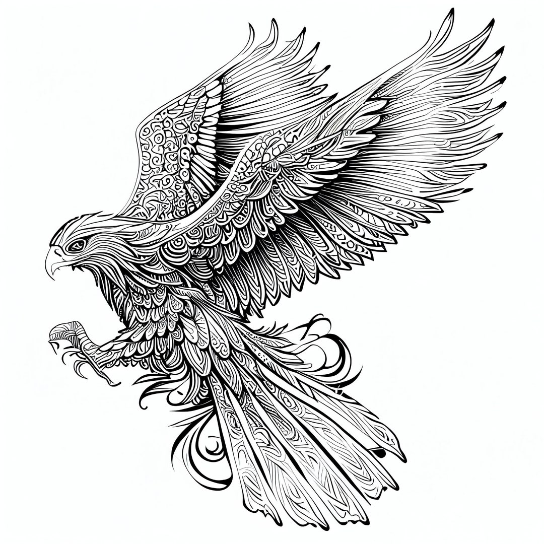 12 Pack Stress Relief Coloring Pages, Eagle Digital Print, Filigree ...