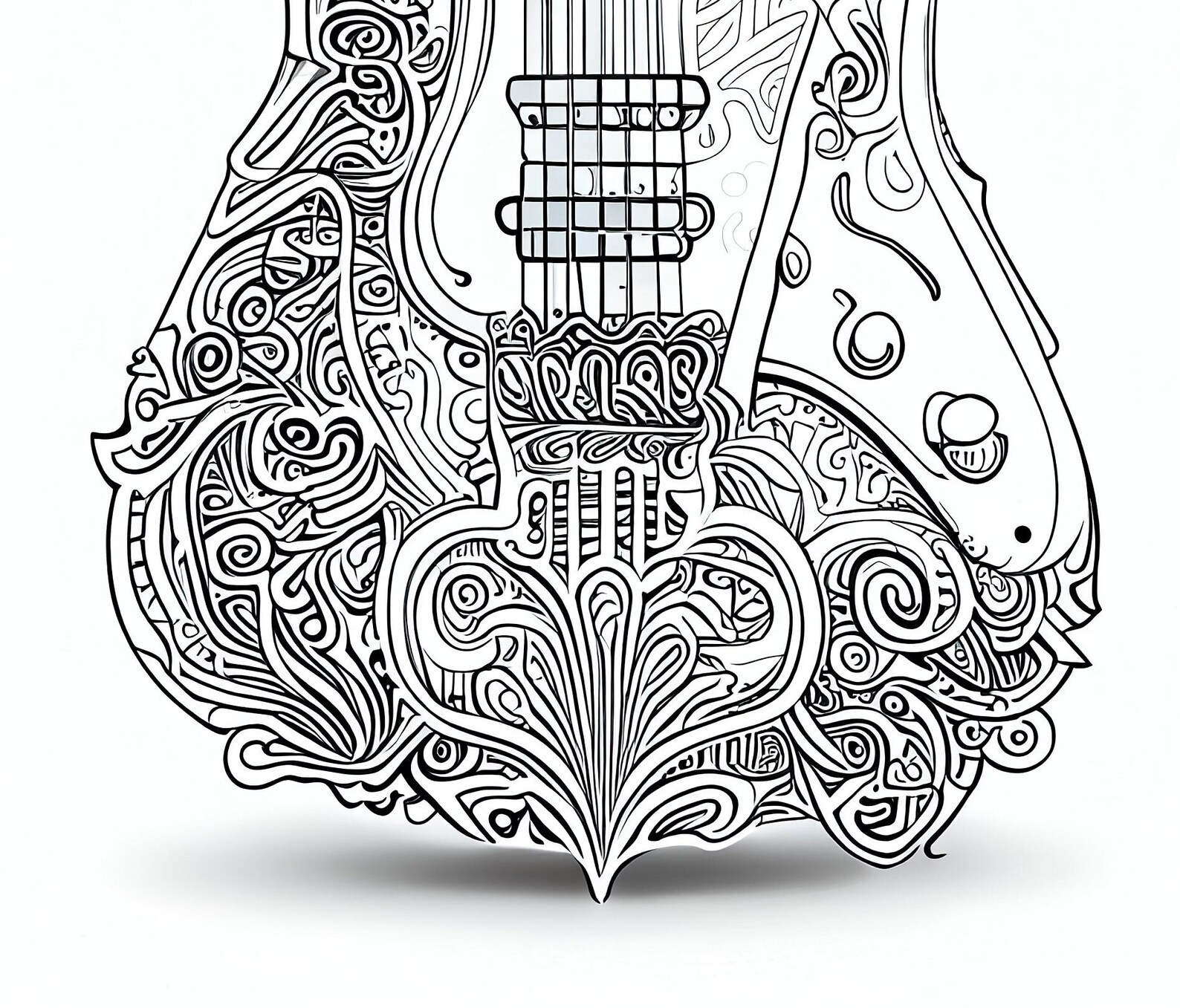 10 Pack Stress Relief Coloring Pages, Guitar Digital Print, Filigree ...