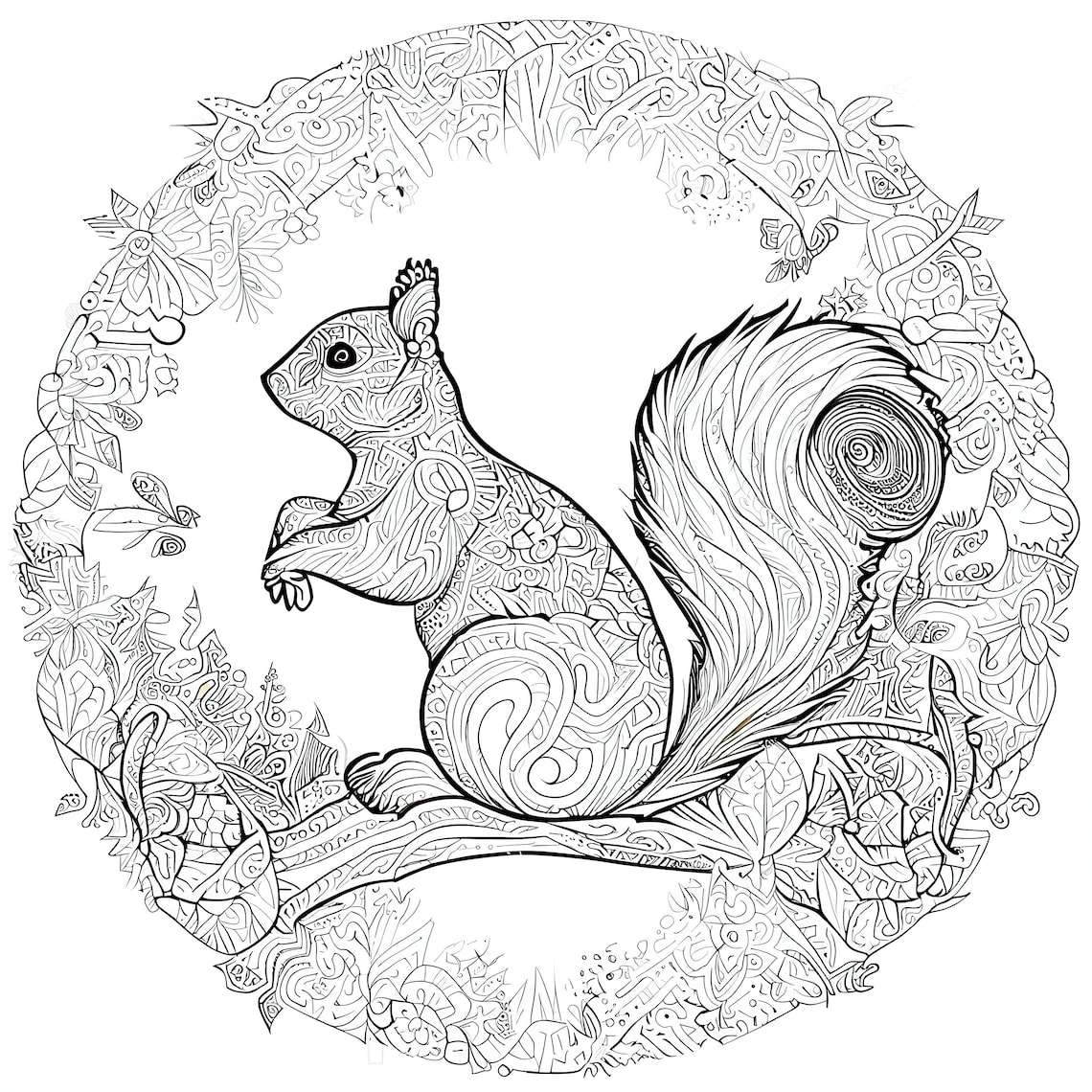 12 Pack Stress Relief Coloring Pages, Squirrel Digital Print, Garden ...