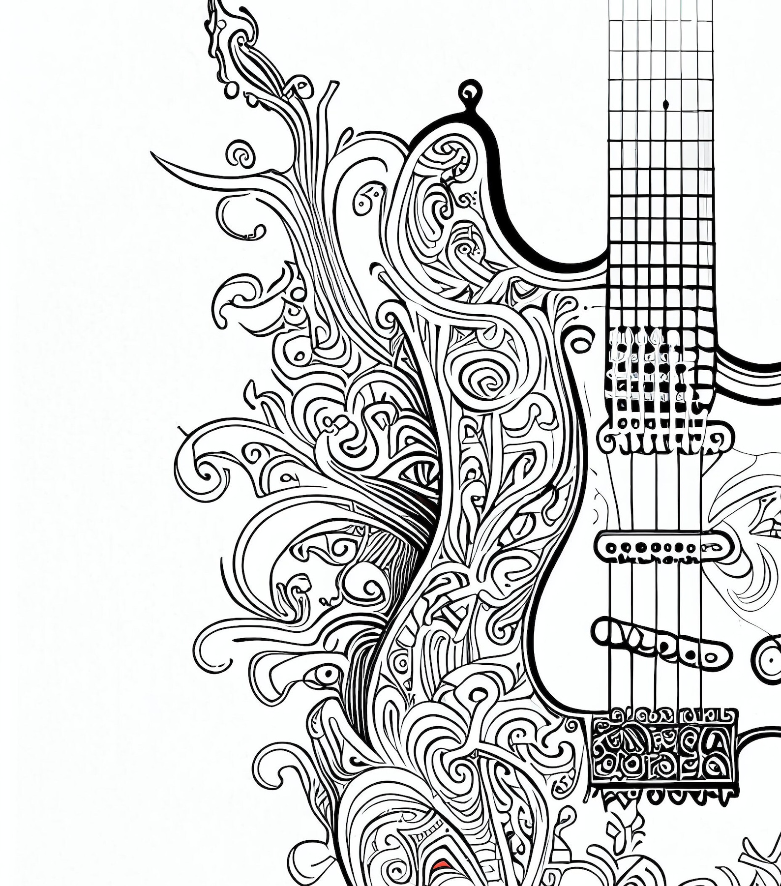 10 Pack Stress Relief Coloring Pages, Guitar Digital Print, Filigree ...