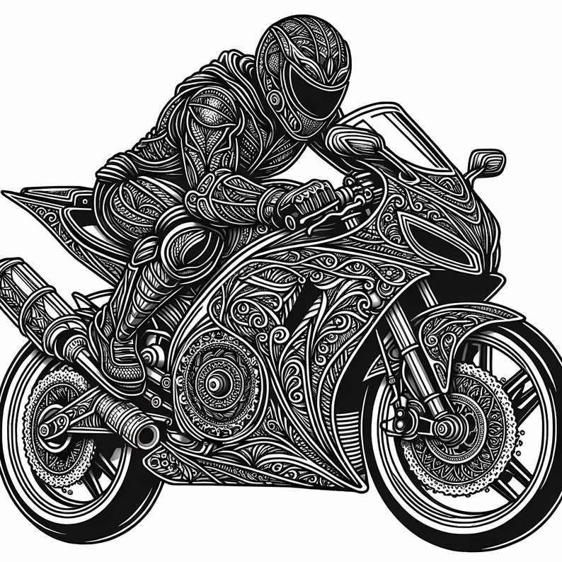 12 Pack Stress Relief Coloring Pages, Motorcycle Digital Print ...