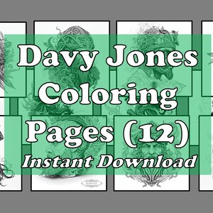 12 Pack Stress Relief Coloring Page, Davy Jones Digital Print, Filigree ...