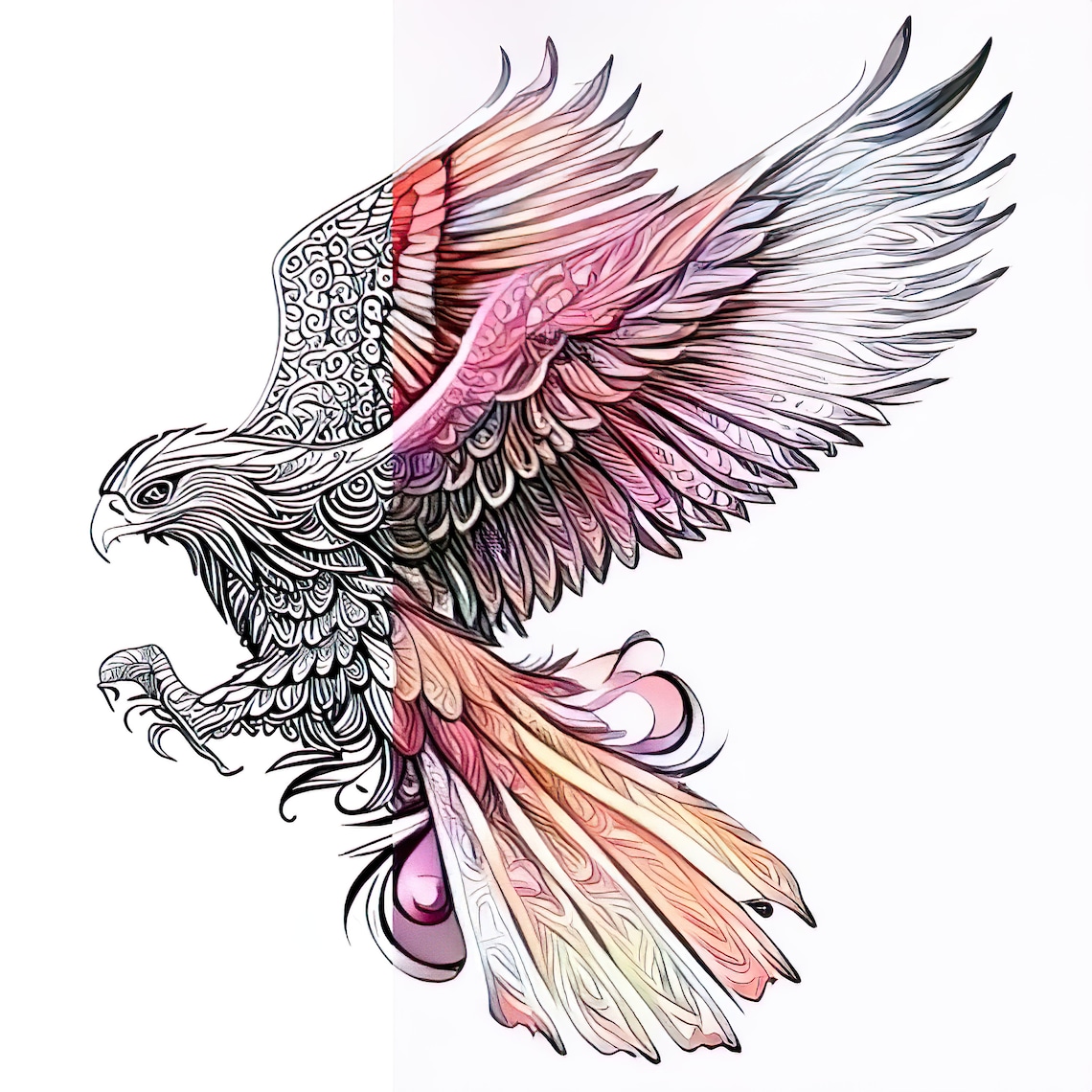 12 Pack Stress Relief Coloring Pages, Eagle Digital Print, Filigree ...