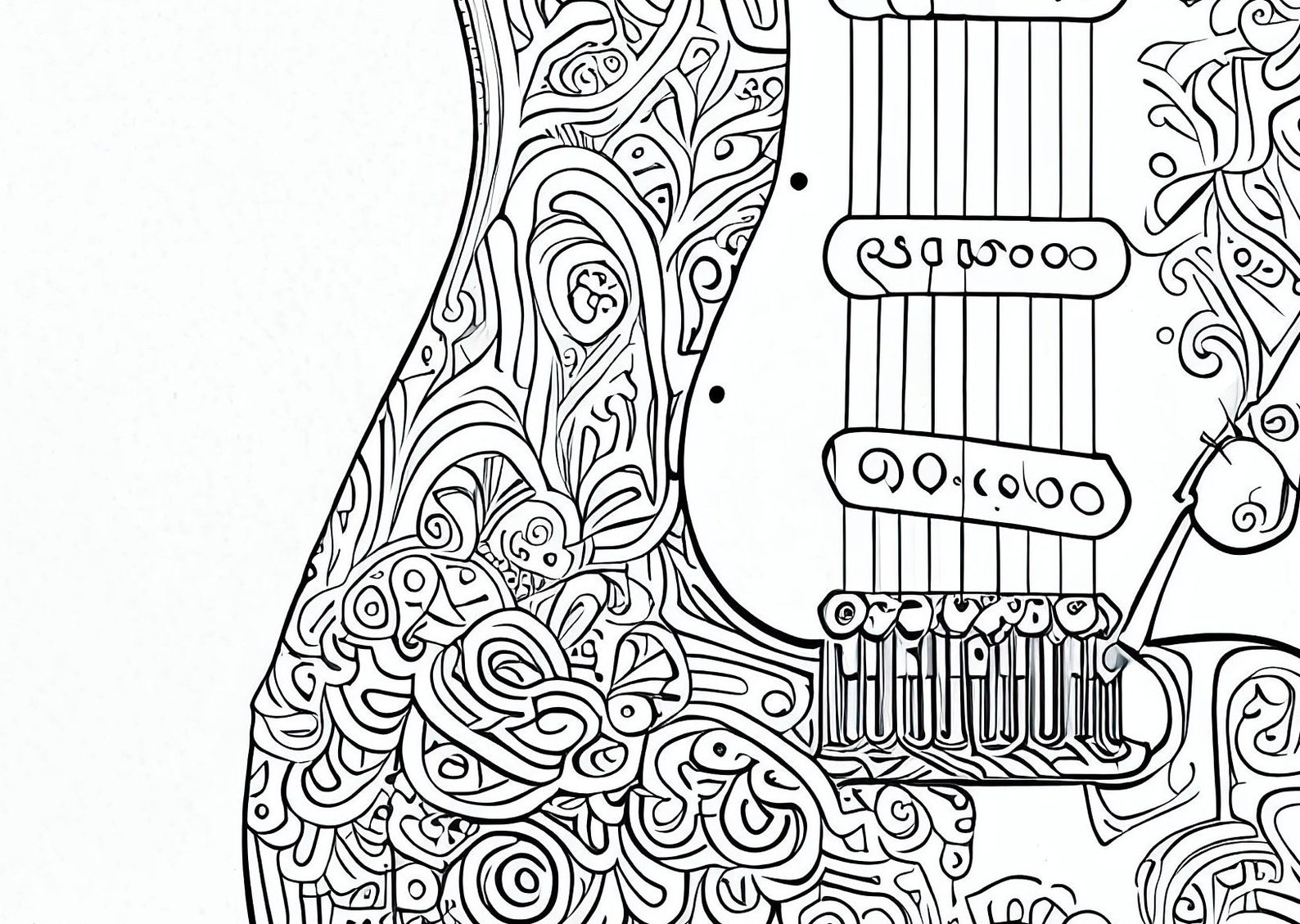 10 Pack Stress Relief Coloring Pages, Guitar Digital Print, Filigree ...
