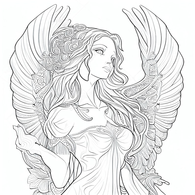 12 Pack Stress Relief Coloring Pages, Angel Digital Print, Filigree ...