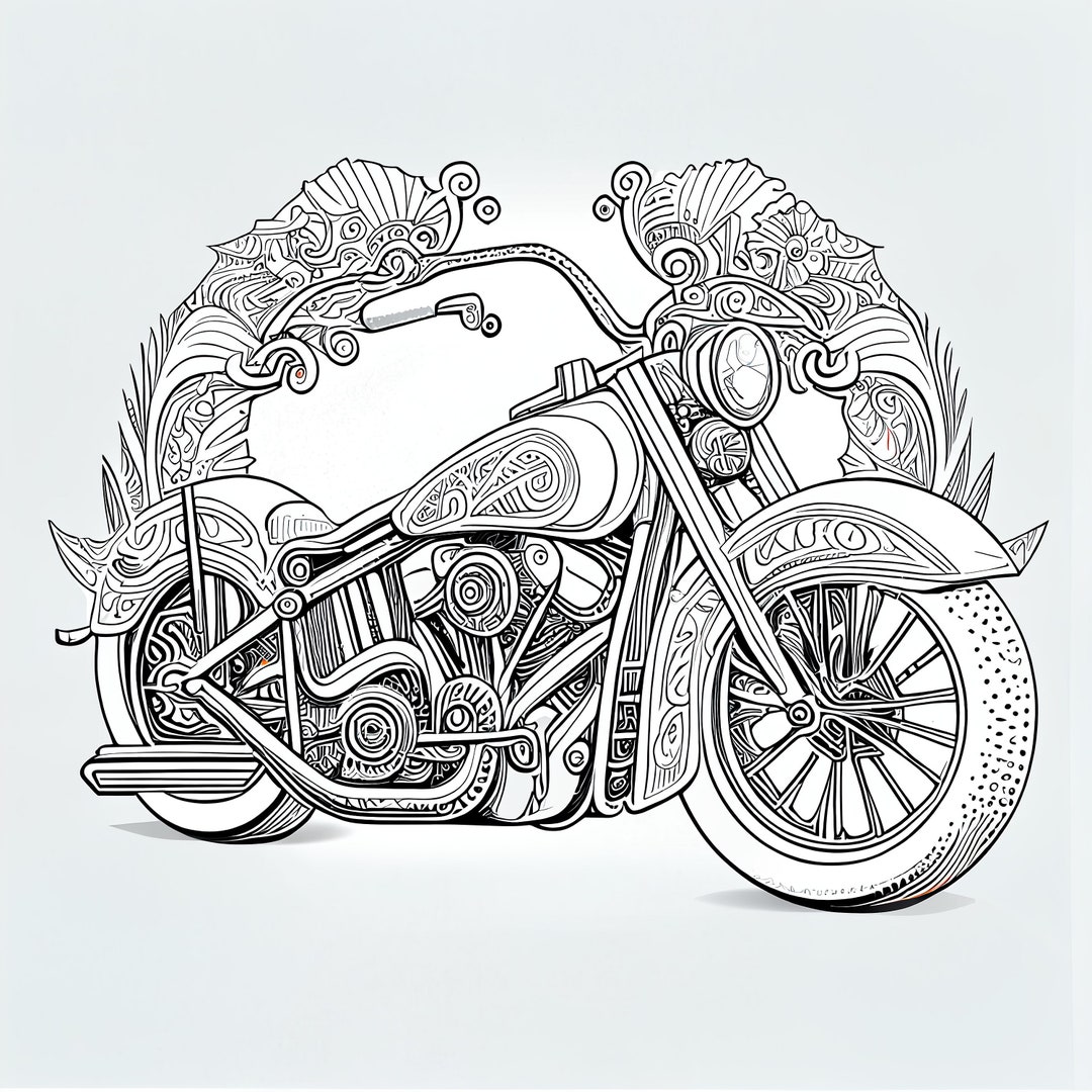 12 Pack Stress Relief Coloring Pages, Motorcycle Digital Print ...