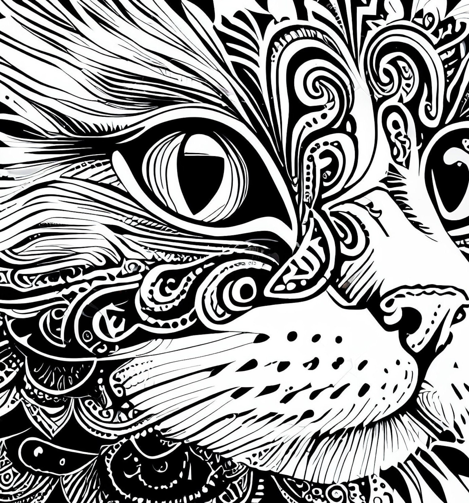 6 Pack Stress Relief Coloring Pages, Kitten Digital Print, Detailed ...