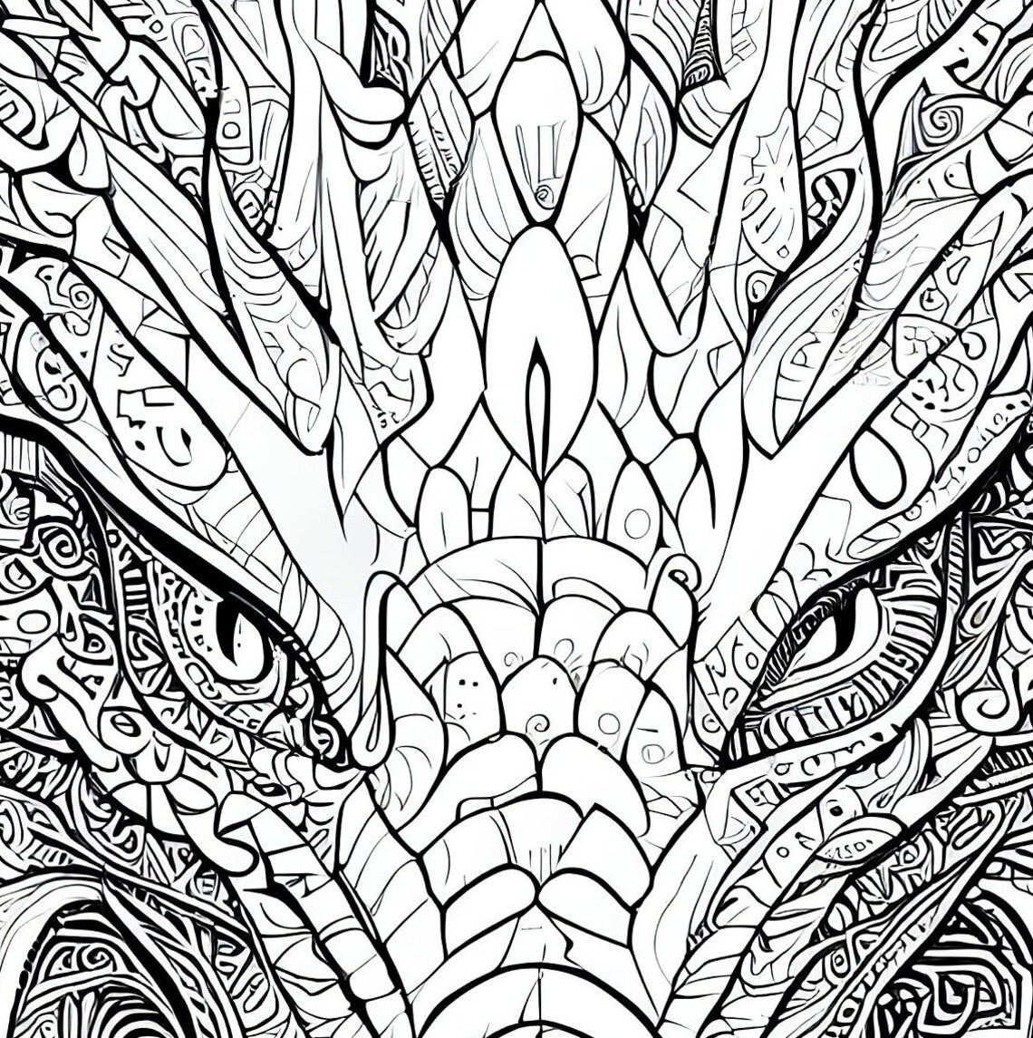 10 Pack Stress Relief Coloring Pages Dragon Digital Print - Etsy