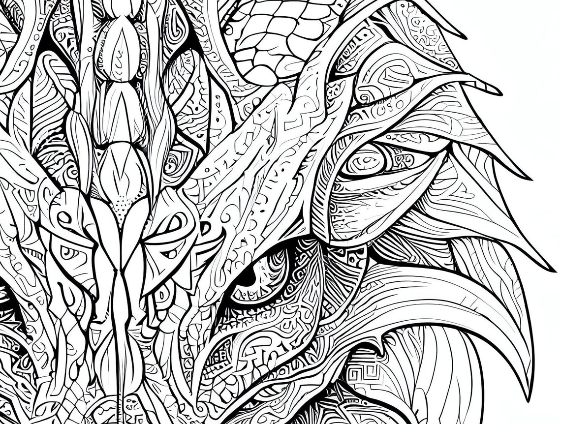 10 Pack Stress Relief Coloring Pages Dragon Digital Print - Etsy