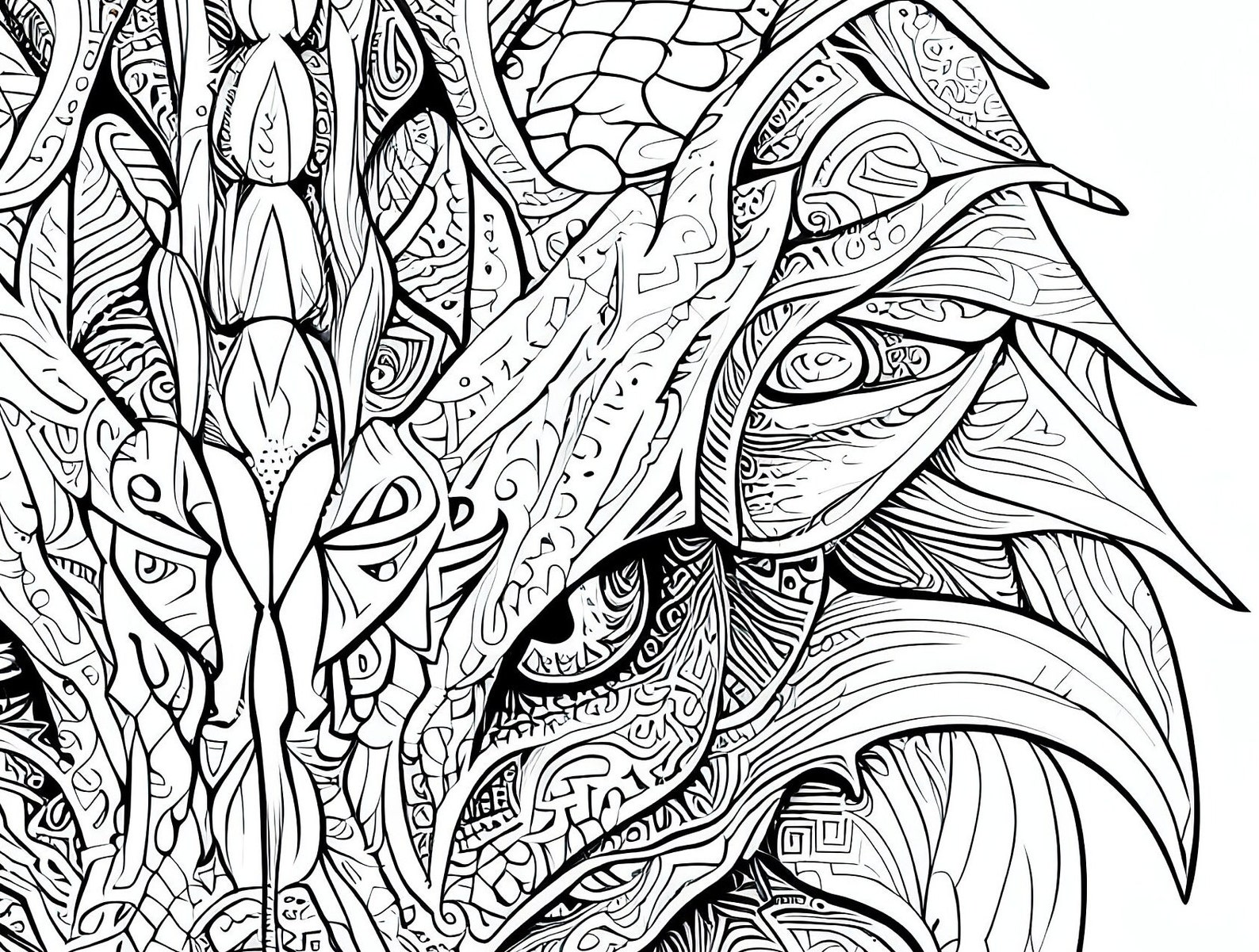 10 Pack Stress Relief Coloring Pages, Dragon Digital Print, Detailed ...